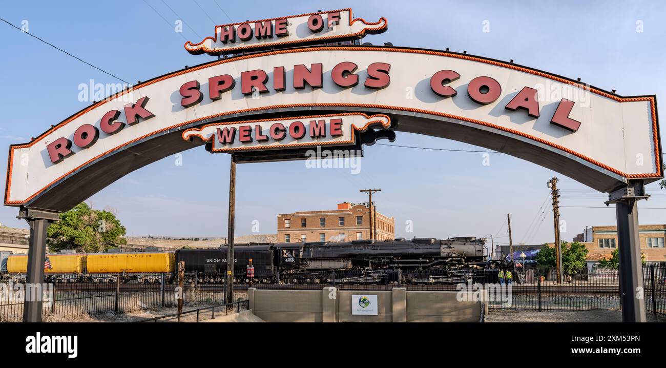 Union Pacific Big Boy steam engine 4014 stopped at Rock Springs Wyoming ...