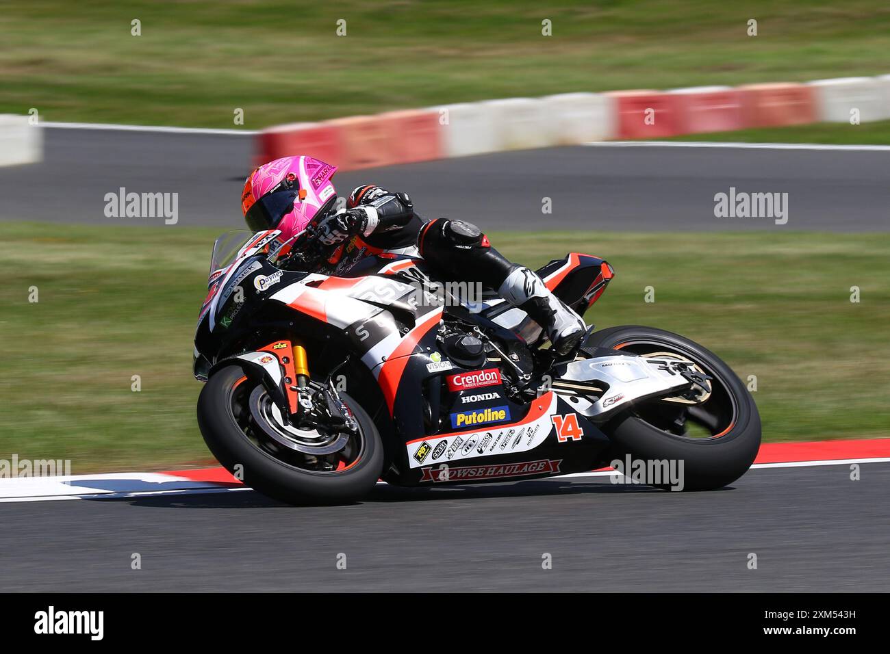 Lee Jackson - MasterMac Honda - Rider number 14 on a Honda at the 2024 British Superbikes (BSB ...