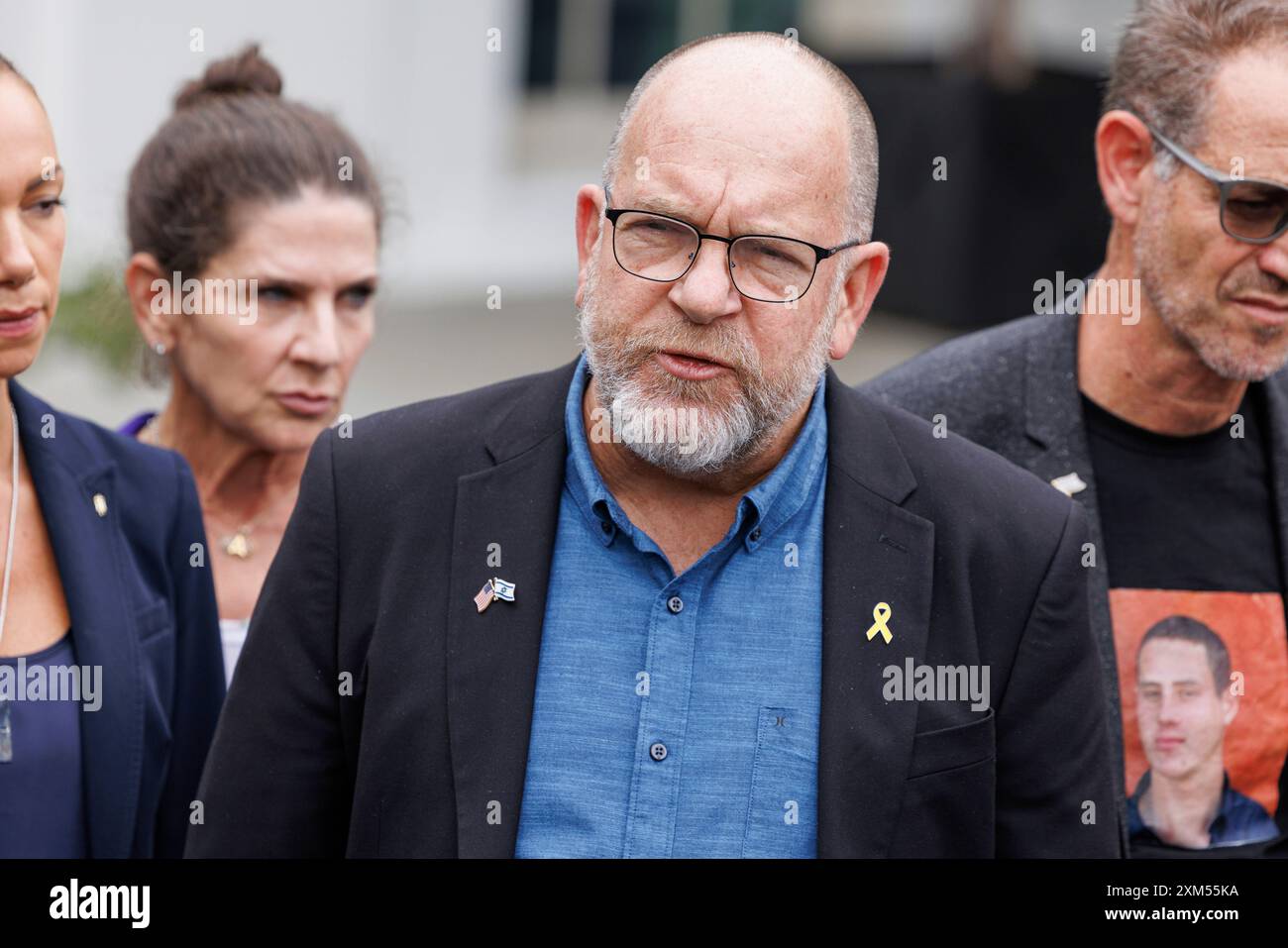 Jonathan Dekel-Chen, father of Sagui Dekel-Chen, speaks to the press ...