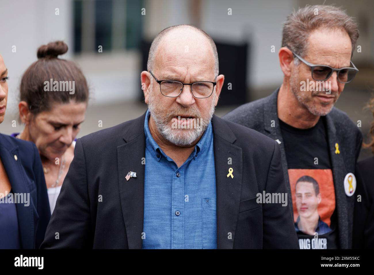 Jonathan Dekel-Chen, father of Sagui Dekel-Chen, speaks to the press ...