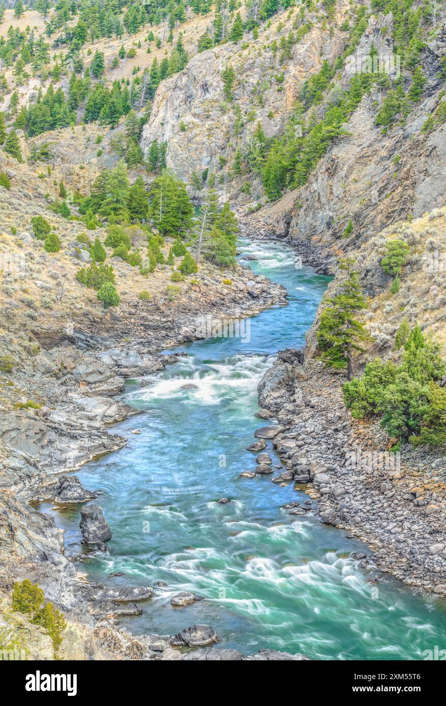 black canyon of the yellowstone river in yellowstone national park near ...