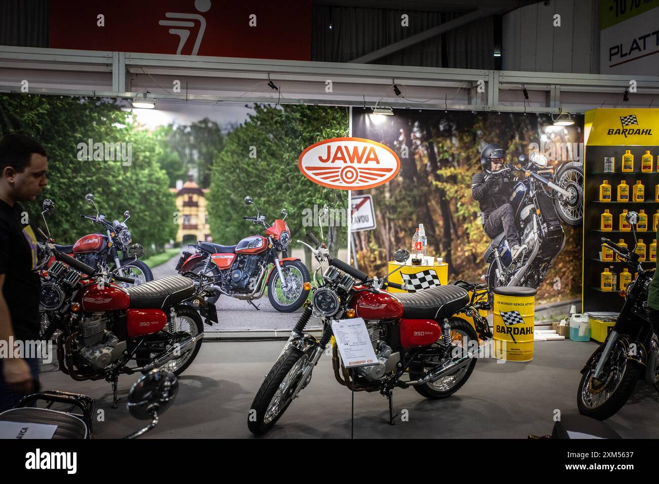 Picture of a sign with the logo of Jawa on their dealership in Belgrade ...