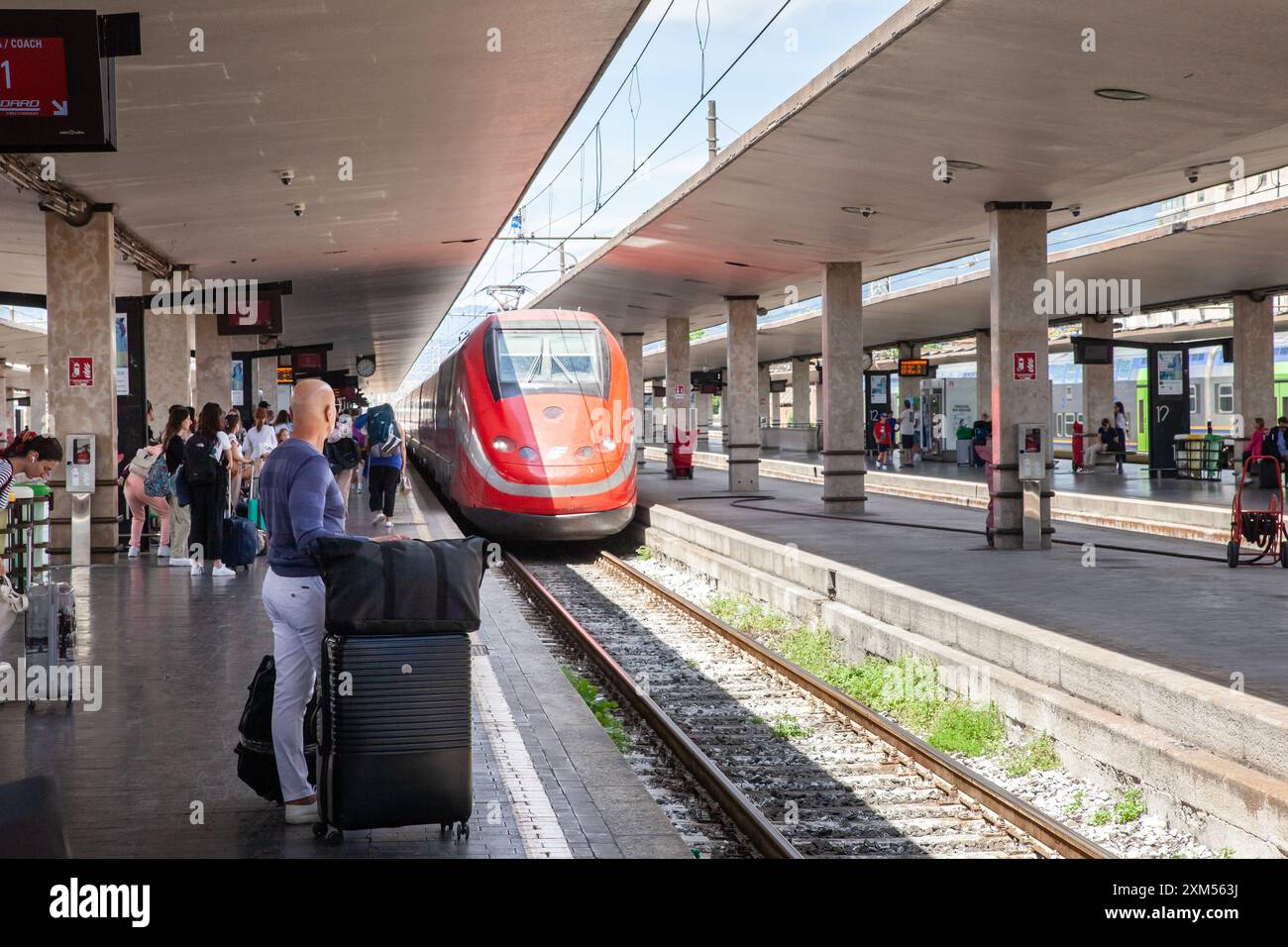 Picture of a frecciarossa train entering Florence train station ...