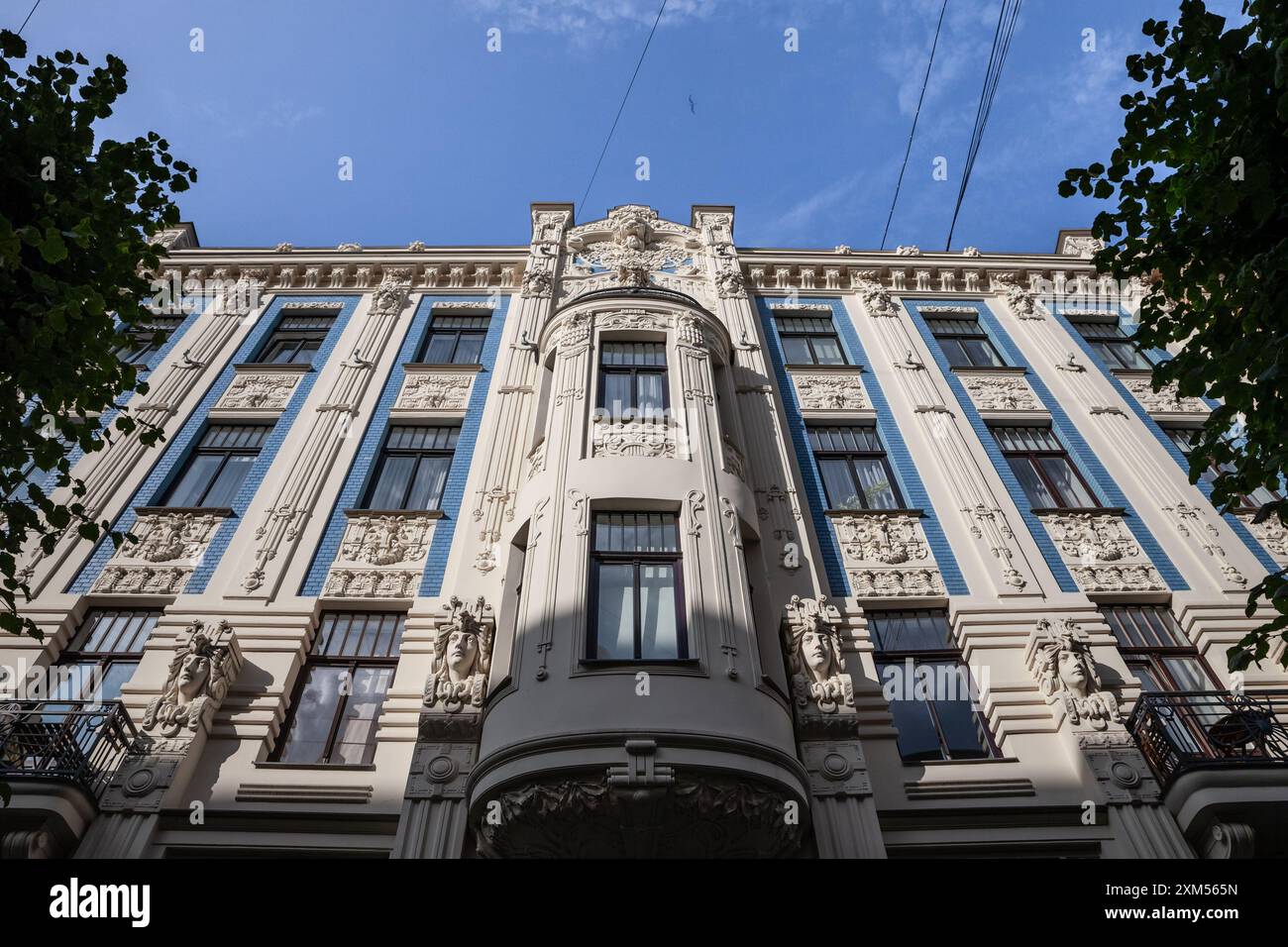 Picture of a typical art nouveau facade of Riga, Latvia. The Riga Art ...