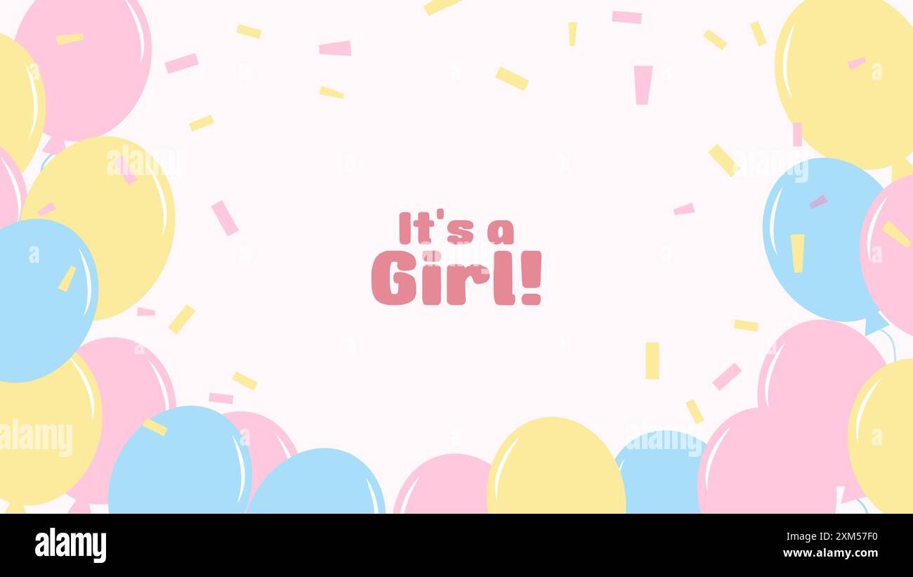 Gender party banner postcard boy or girl. Baby shower invitation ...