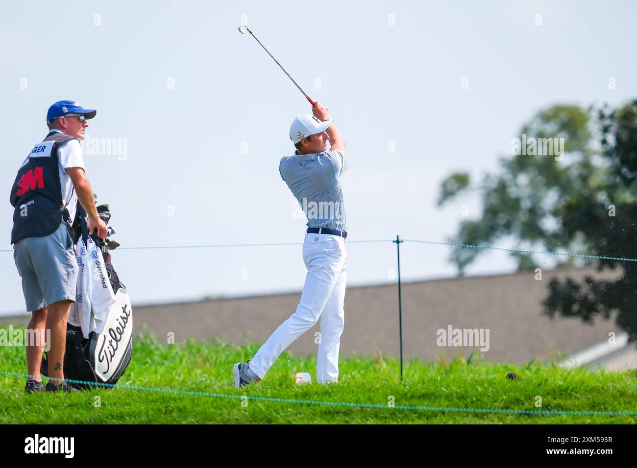 Blaine, Minnesota, USA. 25th July, 2024. BEN JAMES tees off at hole 17 during the 2024 PGA 3M ...
