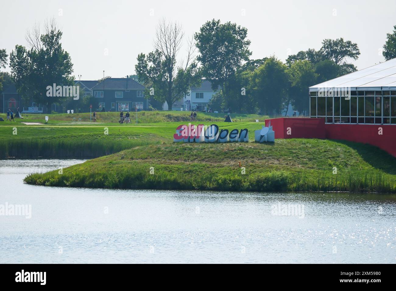 Blaine, Minnesota, USA. 25th July, 2024. A view of the 3M logo next to hole 17 during the 2024 ...