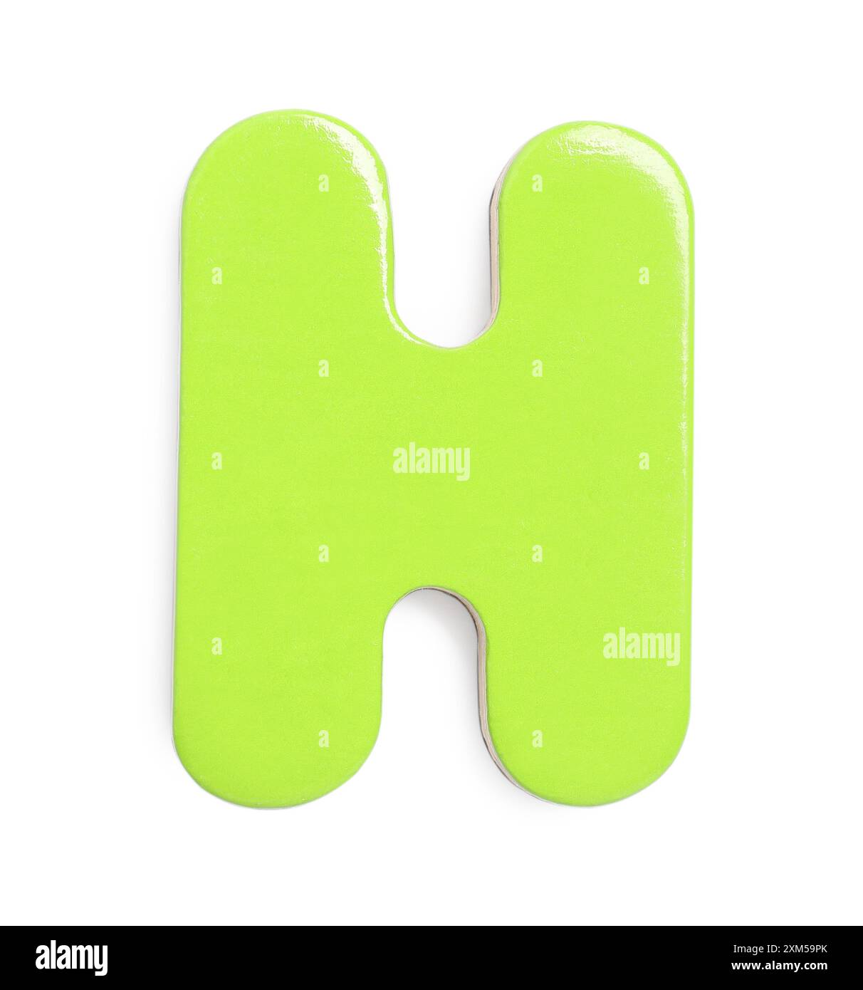 Green magnetic letter H isolated on white, top view. Alphabet Stock ...