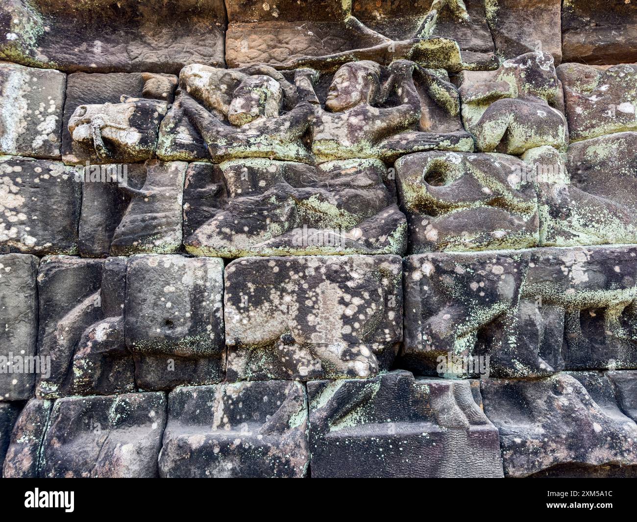 The Terrace of the Elephants, part of the walled city of Angkor Thom, a ...