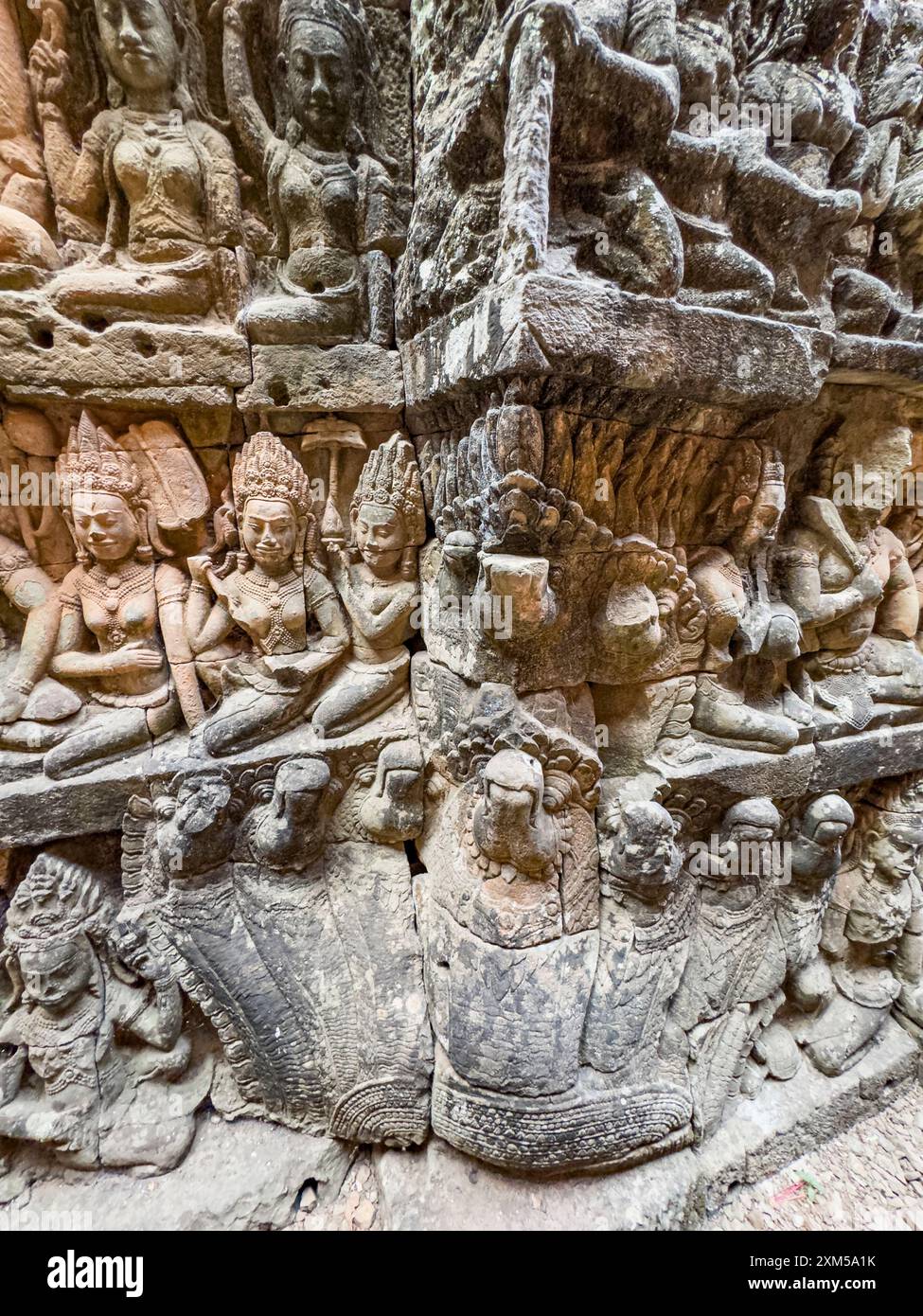 The Terrace of the Elephants, part of the walled city of Angkor Thom, a ...