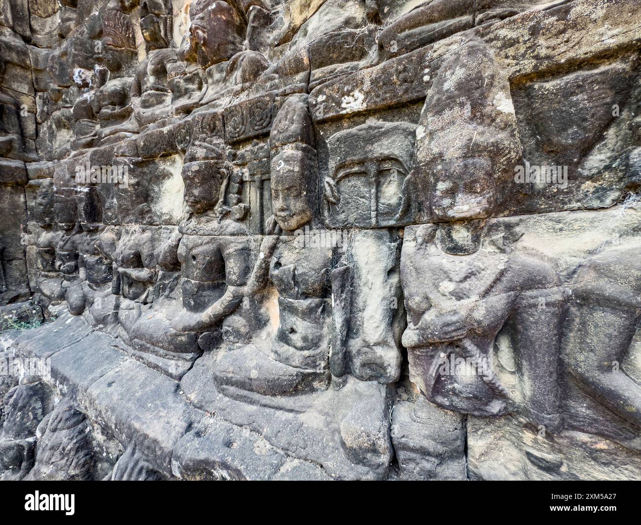 The Terrace of the Leper King, part of the walled city of Angkor Thom ...