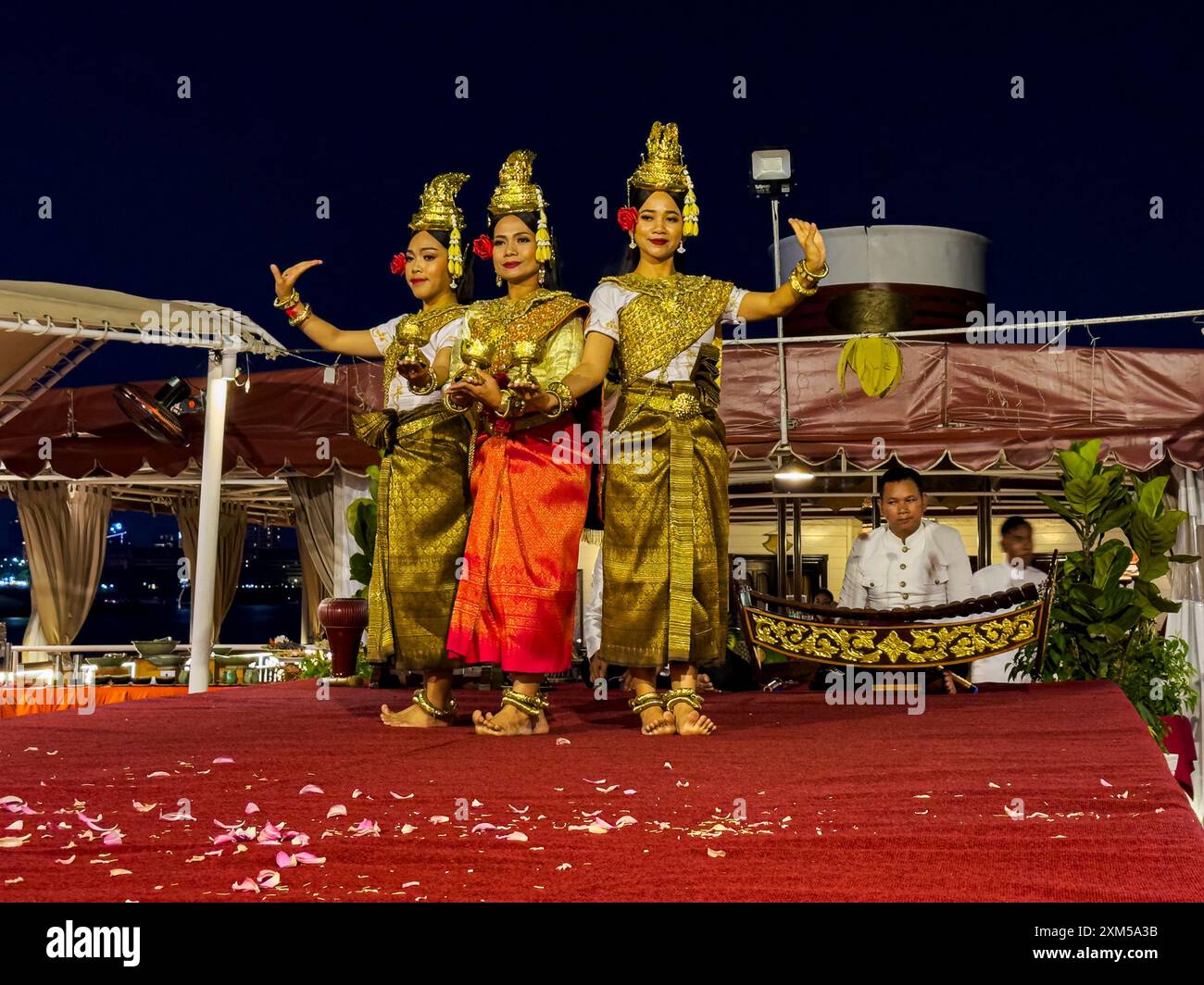 Apsara dancers performing traditional Khmer dances on the M/V Jahan ...