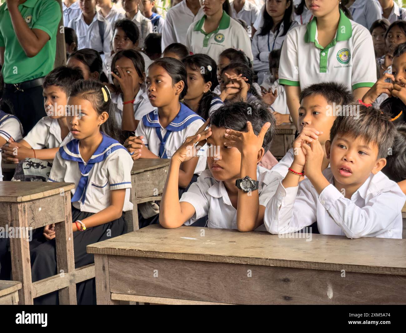 School children at the Green School in Kampong Tralach, Cambodia Stock ...