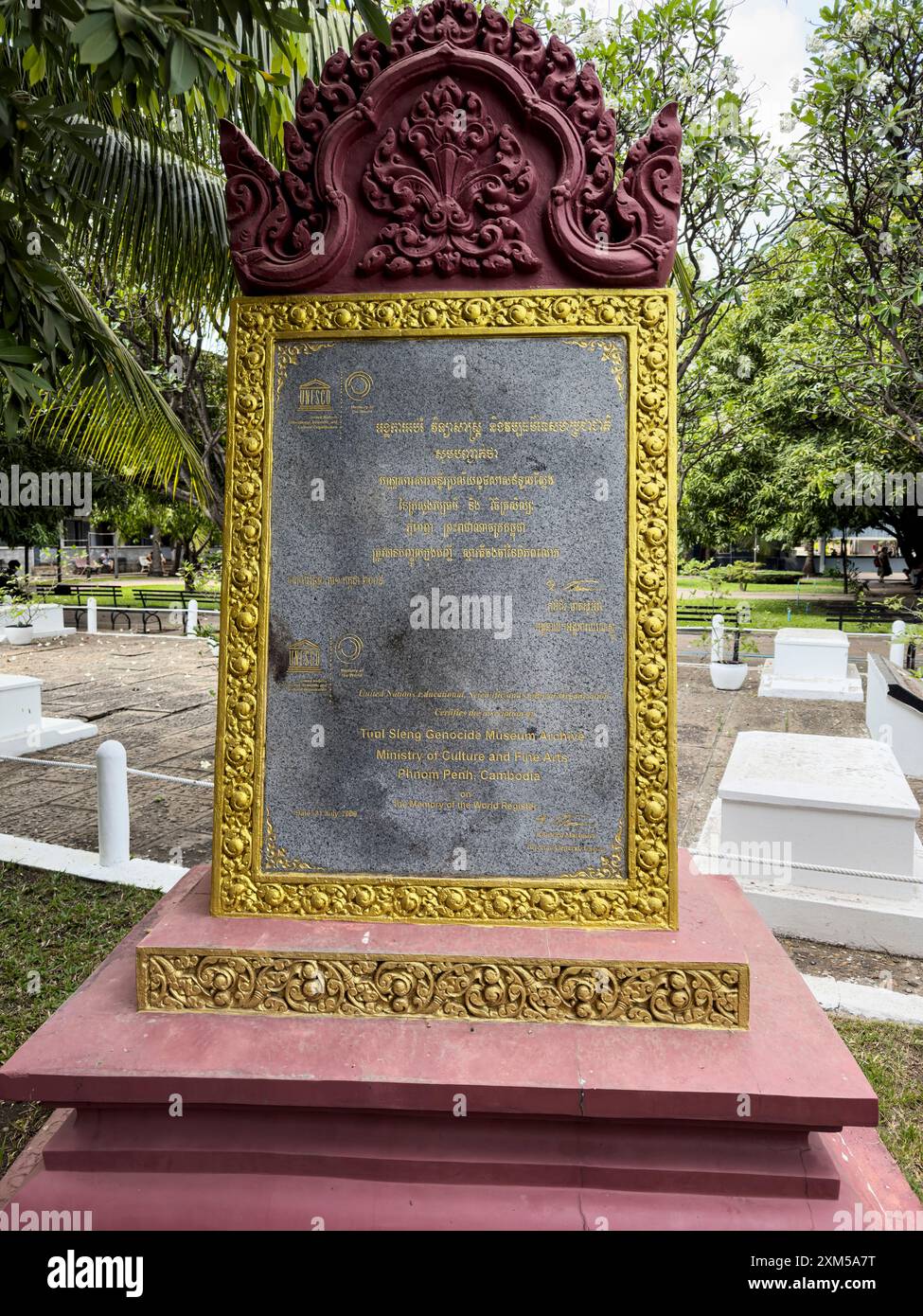 Commemorative plack at the Tuol Sleng S21 Genocide Museum, Phnom Penh ...