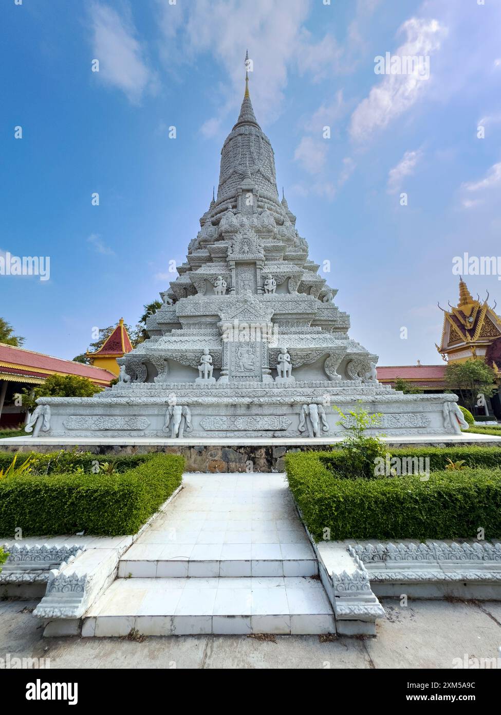 Exterior view of a stupa inside the Royal Palace grounds in Phnom Penh ...