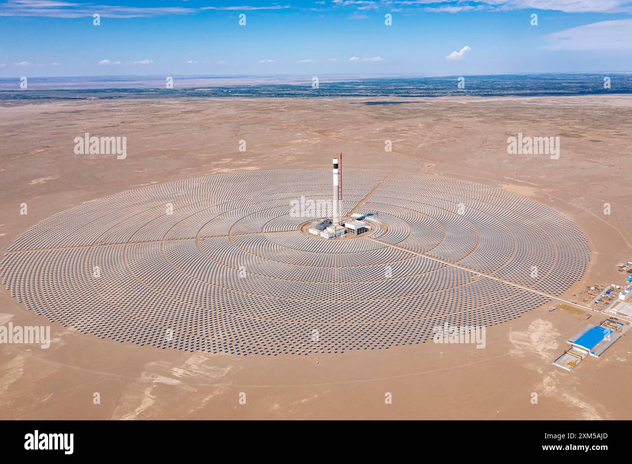 JIUQUAN, CHINA - JUNE 30, 2024 - Aerial photo of a molten salt tower ...