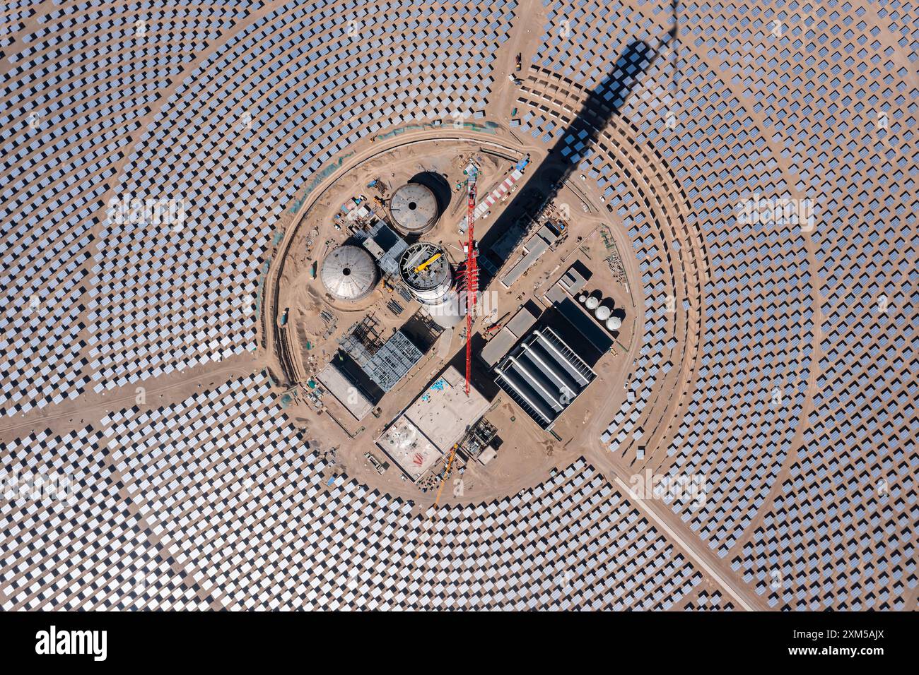 JIUQUAN, CHINA - JUNE 30, 2024 - Aerial photo of a molten salt tower ...