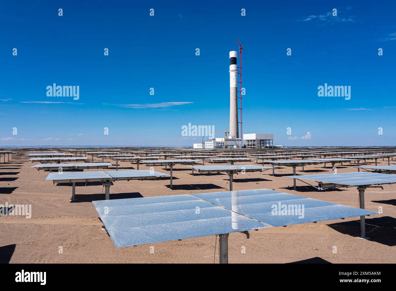 JIUQUAN, CHINA - JUNE 30, 2024 - Aerial photo of a molten salt tower ...
