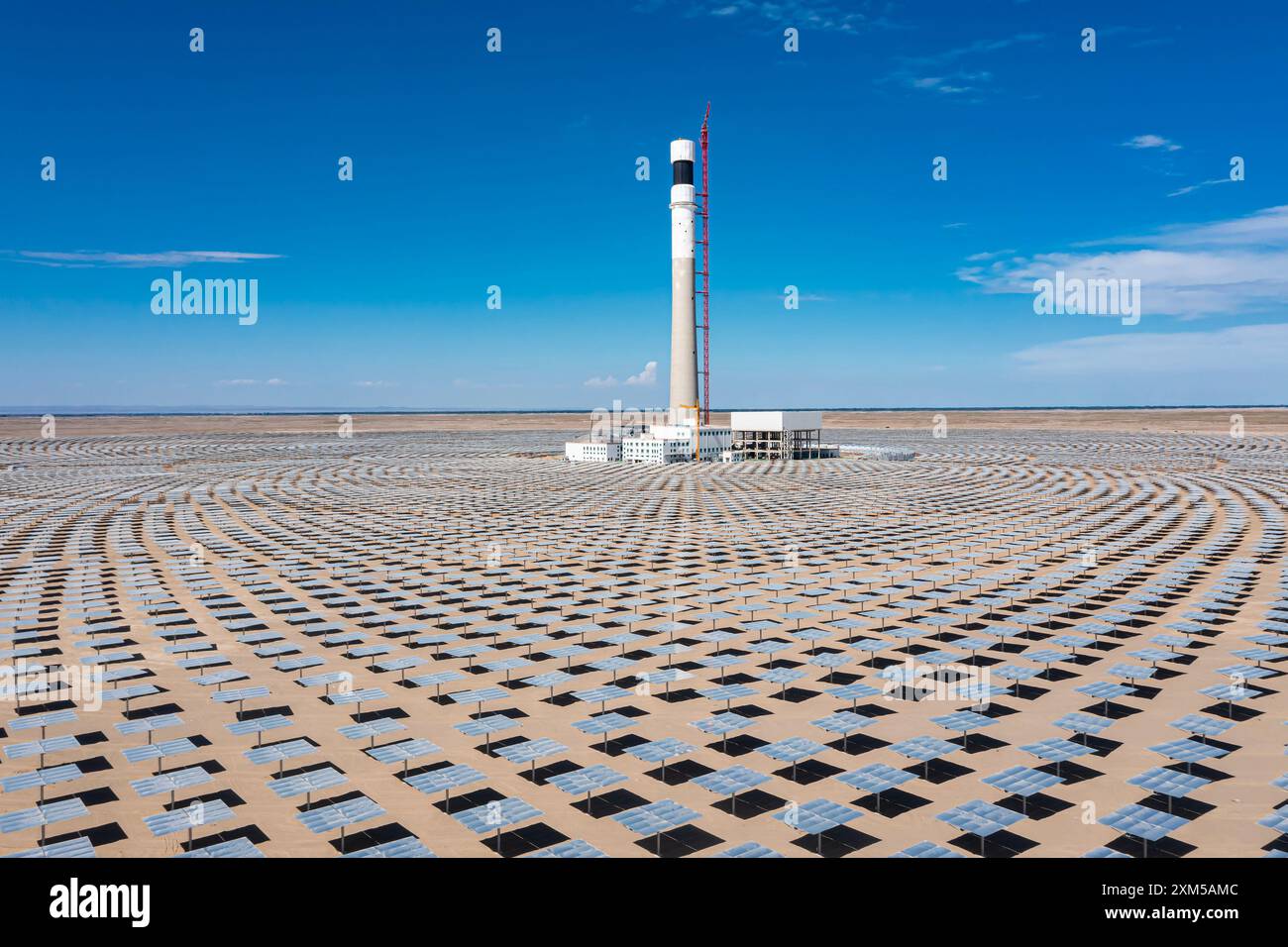JIUQUAN, CHINA - JUNE 30, 2024 - Aerial photo of a molten salt tower ...