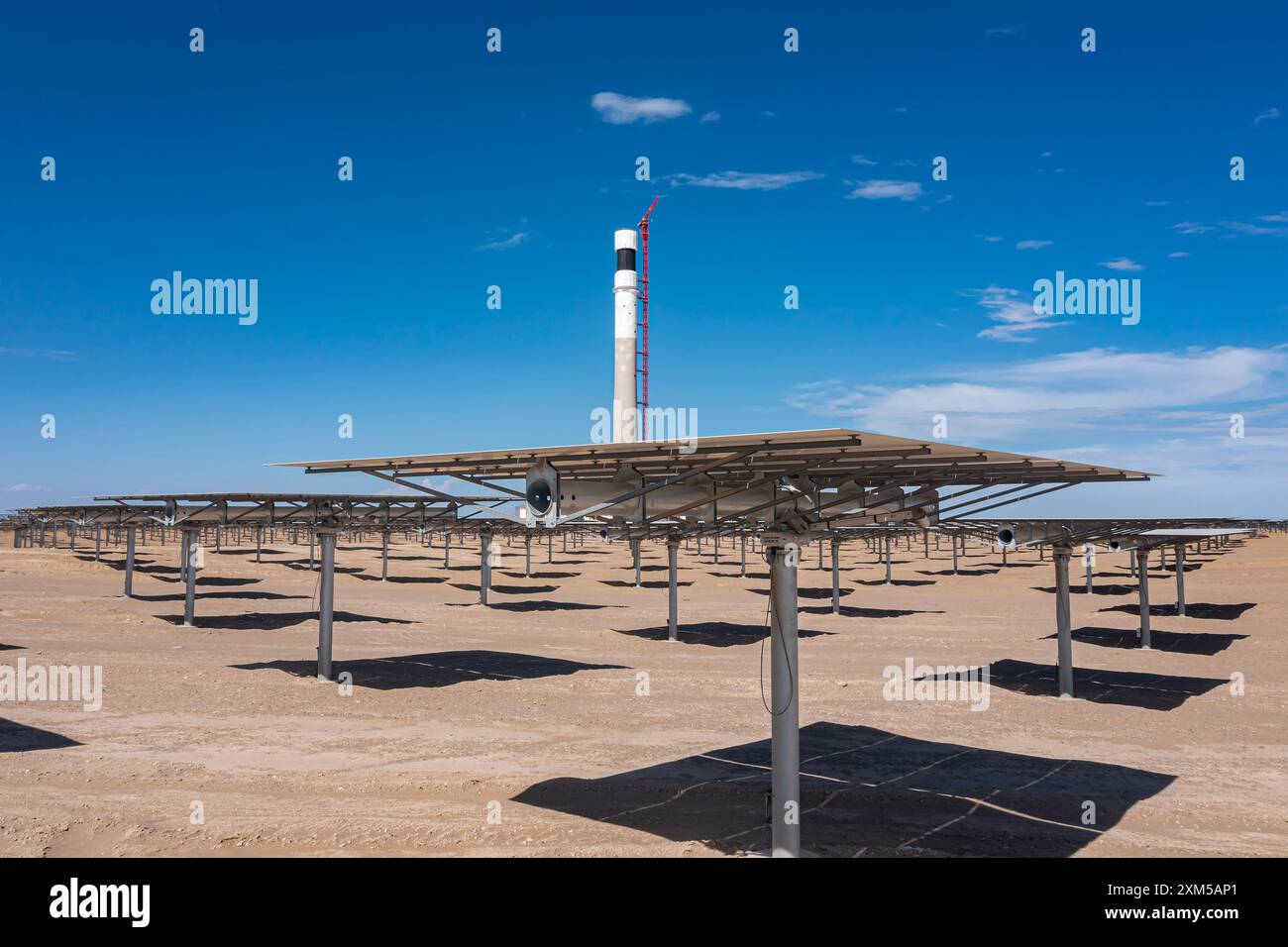 JIUQUAN, CHINA - JUNE 30, 2024 - Aerial photo of a molten salt tower ...