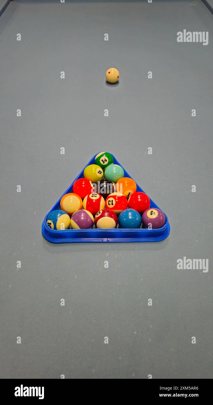 Balls in triangle rack. 8 ball pool, billiard cues sport, pool sport ...