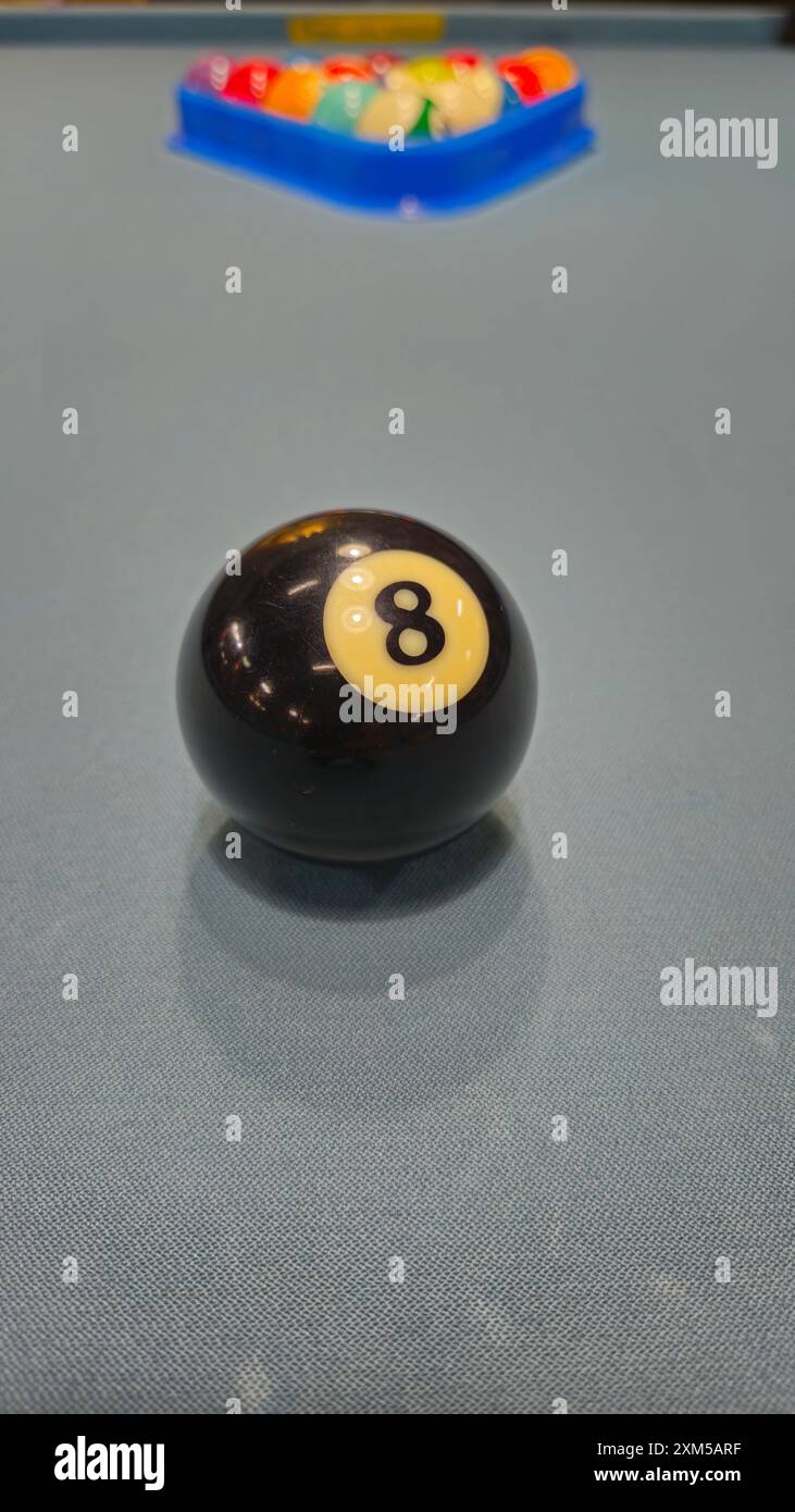 Pool balls on gray table sport game set known as eight ball pool ...