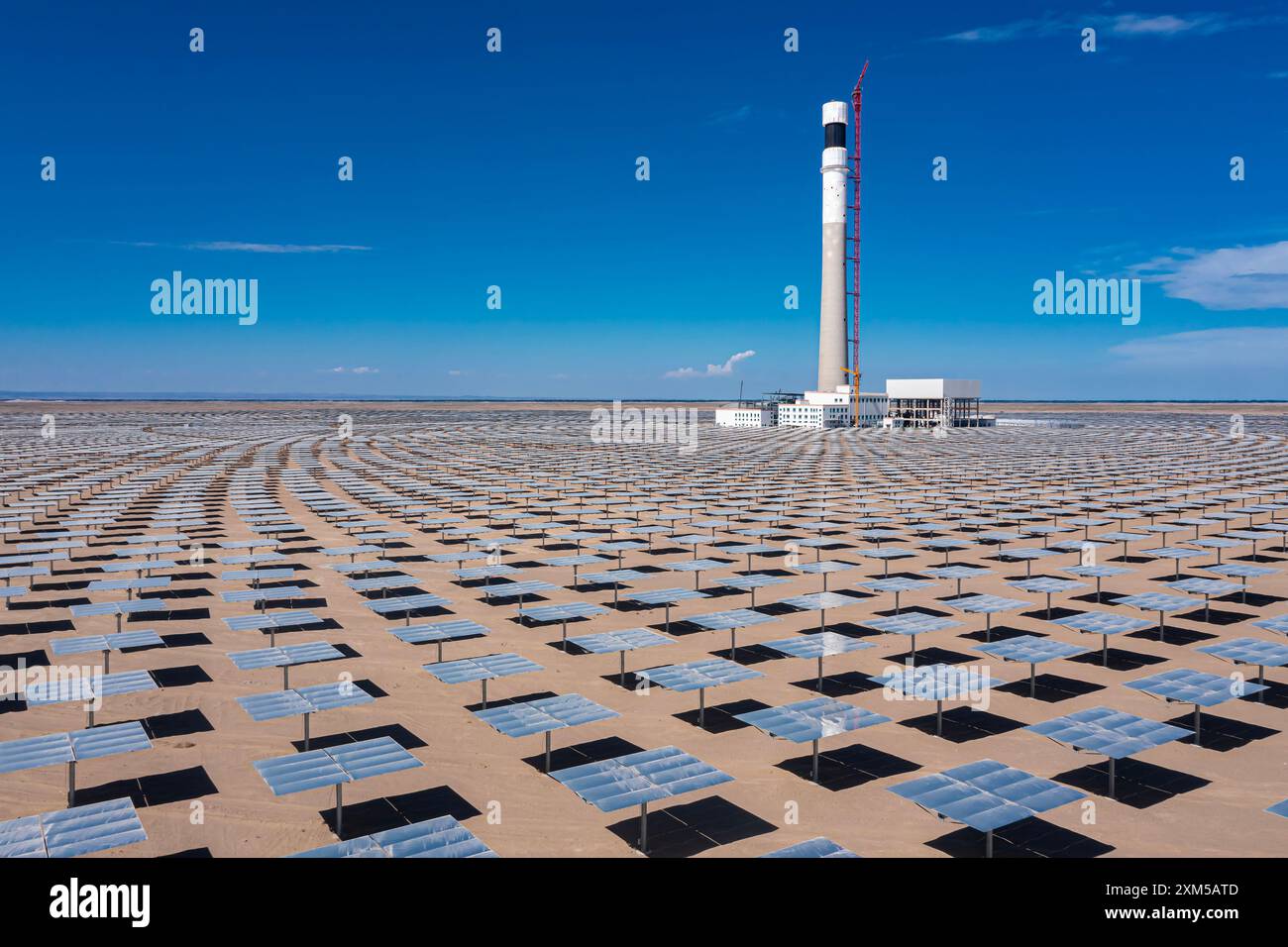JIUQUAN, CHINA - JUNE 30, 2024 - Aerial photo of a molten salt tower ...