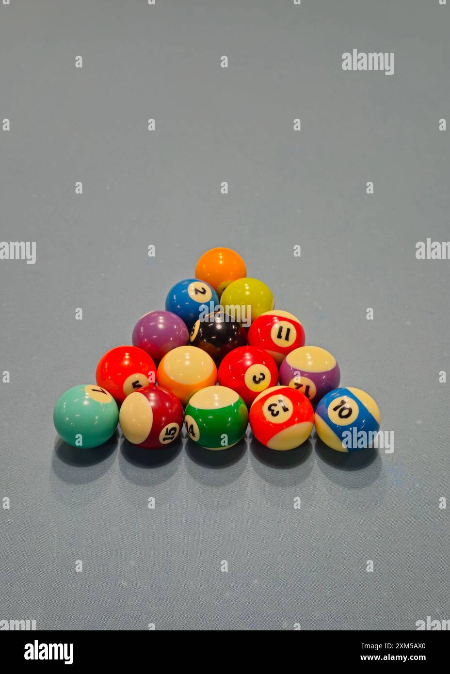 Close up of billiard balls in triangle shape. This is 8 Ball Pool sport ...
