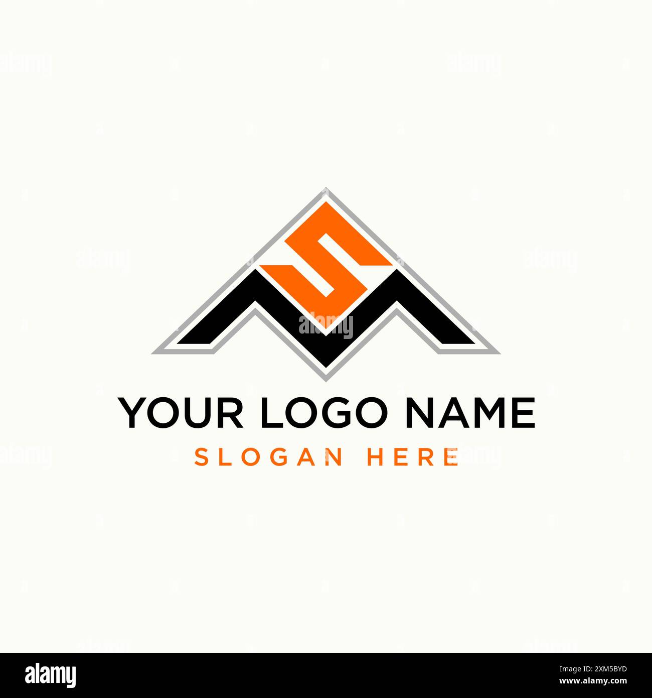 Logo design graphic concept creative premium vector stock letter initial SM or MS font badge top ...
