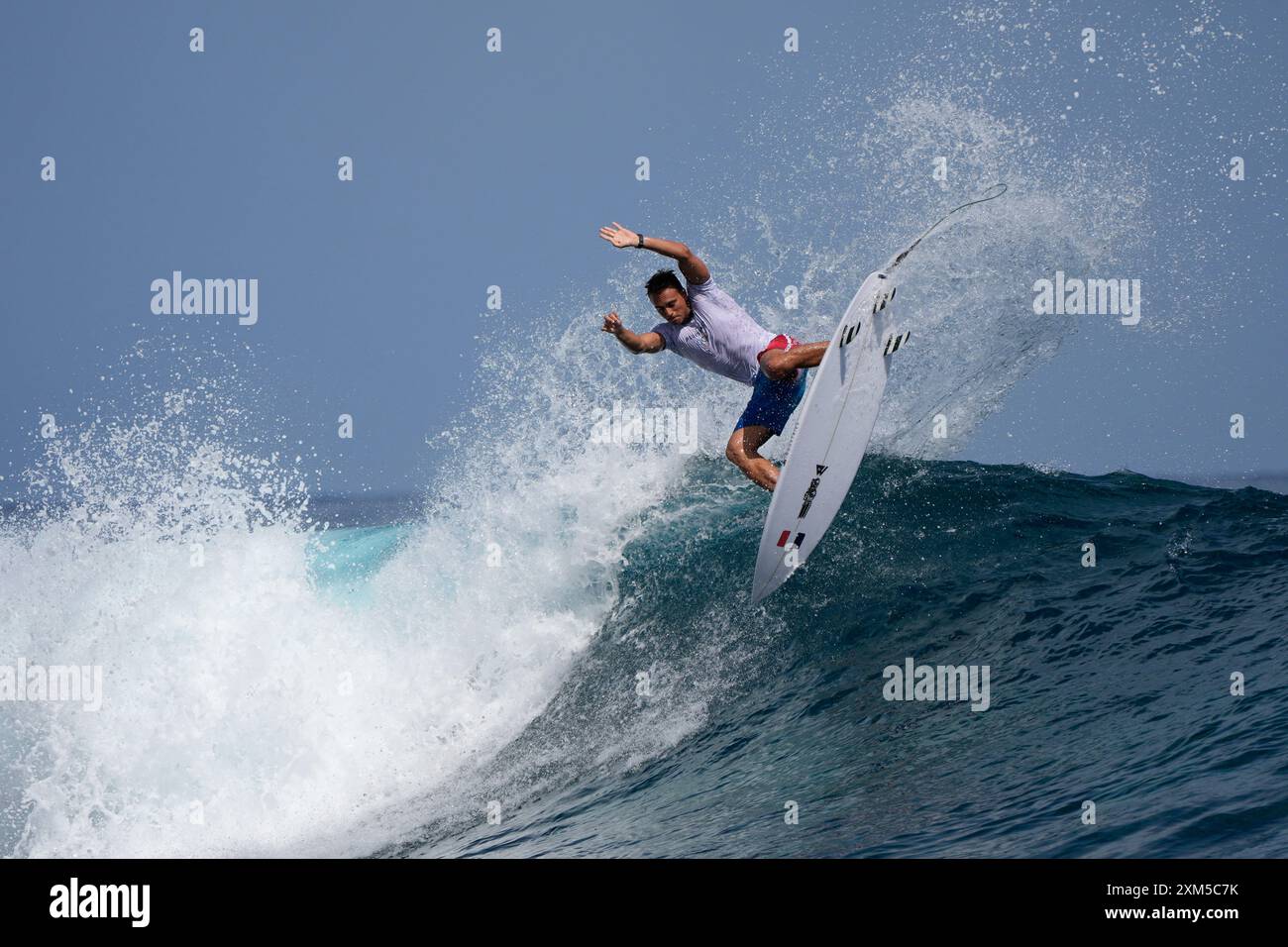Kauli Vaast, of France, surfs on a training day ahead of the 2024 ...