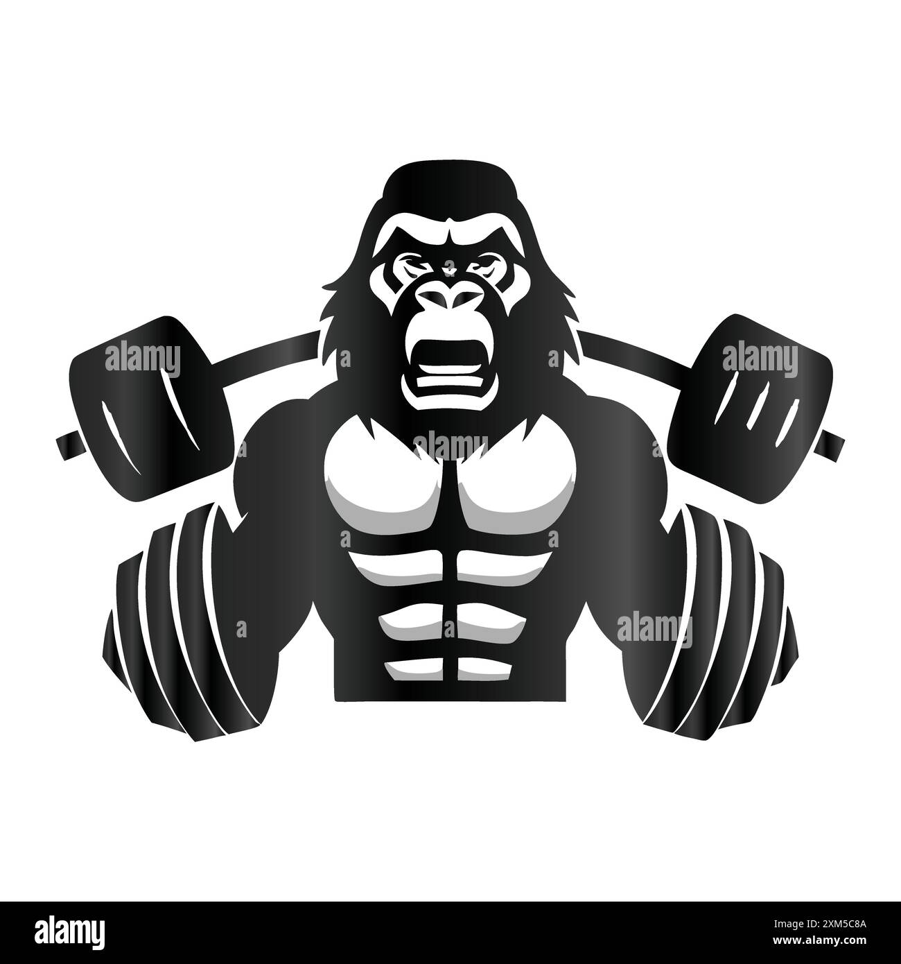 Gorilla weightlifting logo vector template. Strong gorilla with ...