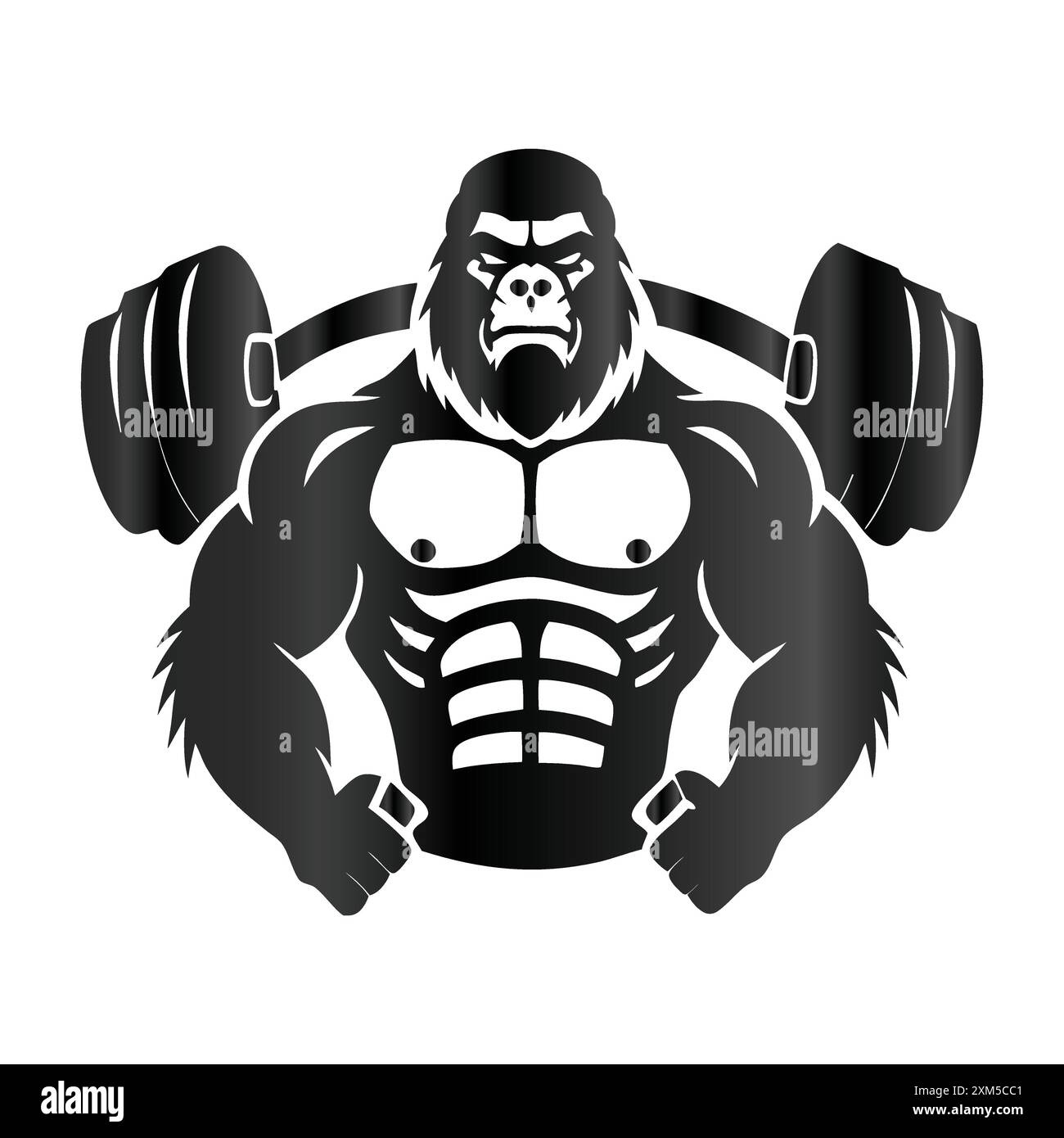 Gorilla weightlifting logo vector template. Strong gorilla with ...