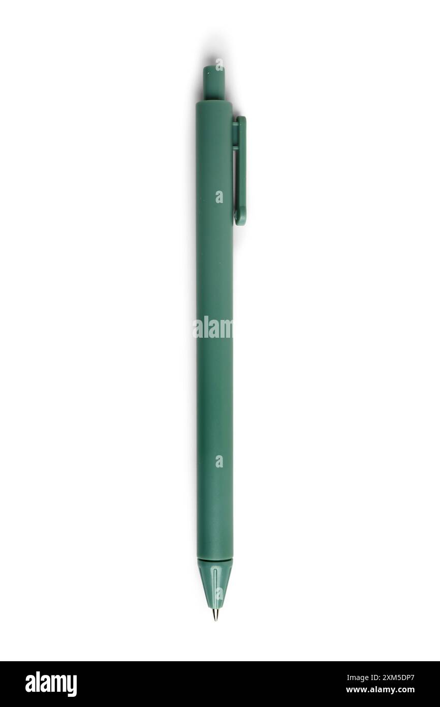 Stylish green ballpoint pen on white background Stock Photo - Alamy