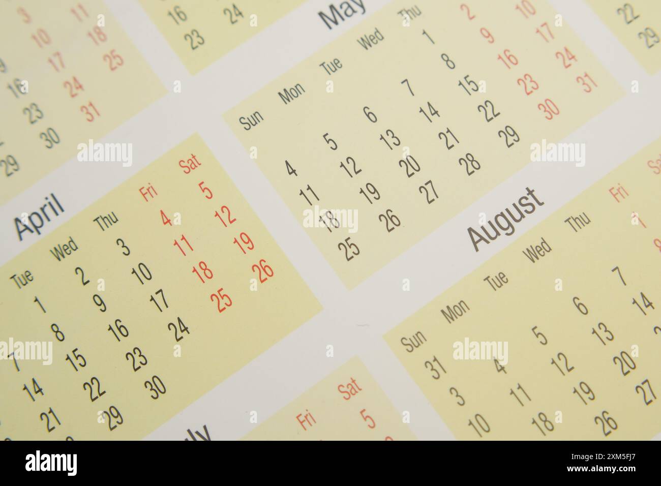 Detail shot calendar on table hi-res stock photography and images - Alamy