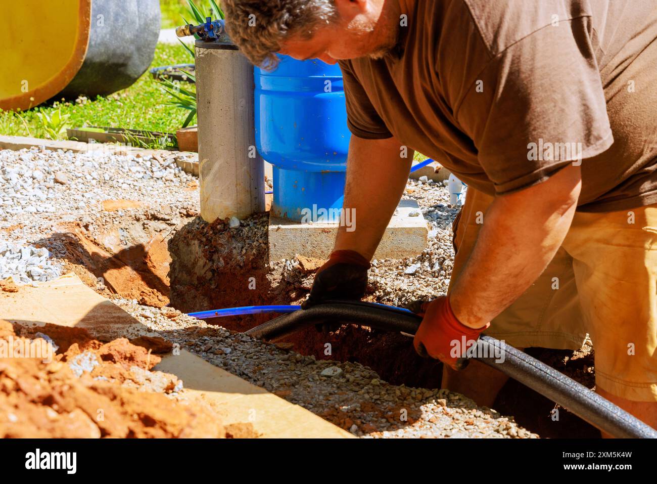 Thermal insulation isolation is applied to water pvc pipe prior to ...