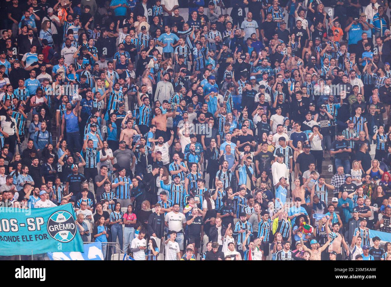 Sao Paulo, Brazil. 25th July, 2024. Gremio fans, during the match ...