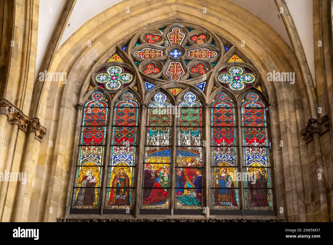 Germany - November 06, 2023 : A stained glass window in a German ...