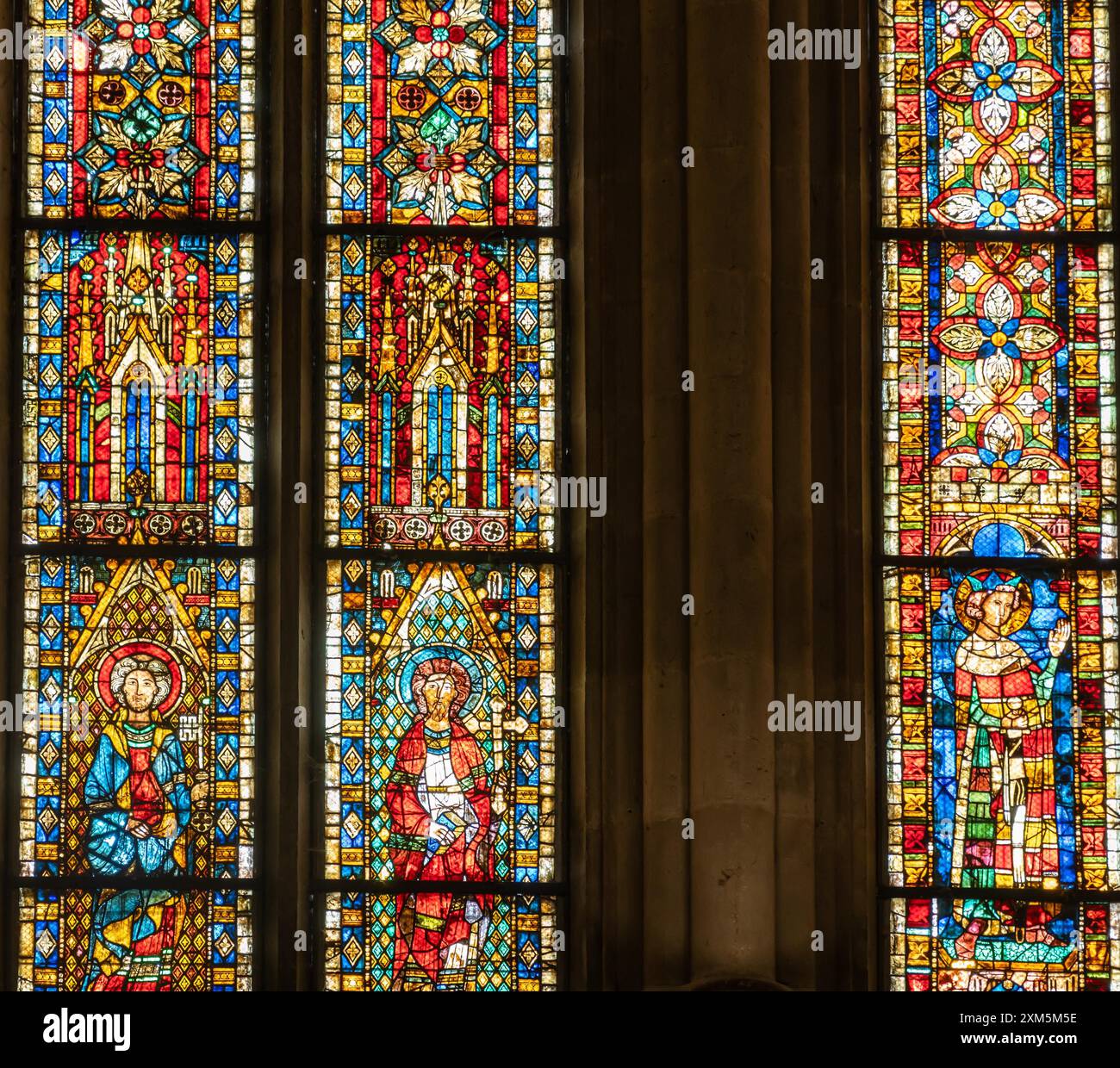 Germany - November 06, 2023 : Colorful stained glass windows in a ...