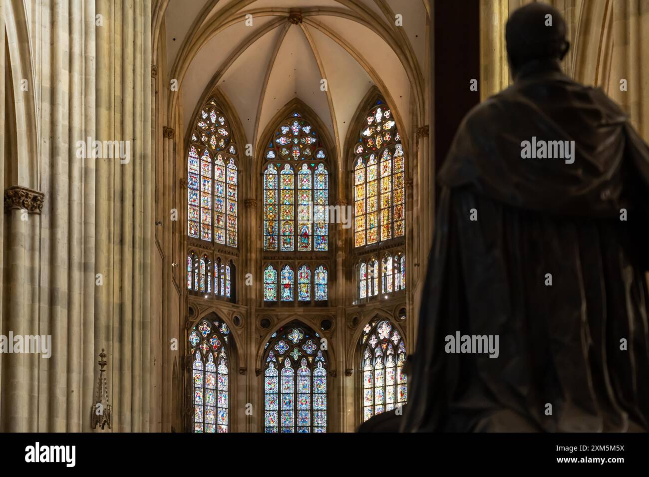 Germany - November 06, 2023 : A large stained glass window in a German ...