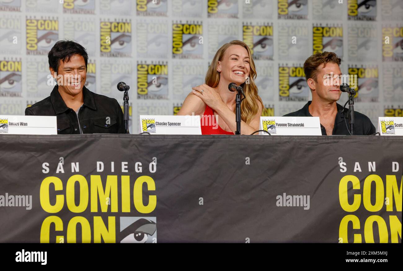 Chaske Spencer, from left, Yvonne Strahovski, and Scott Speedman attend ...