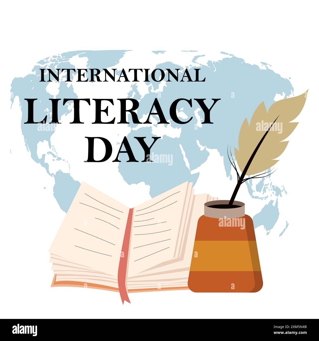 flat design international literacy day illustration Stock Vector Image ...