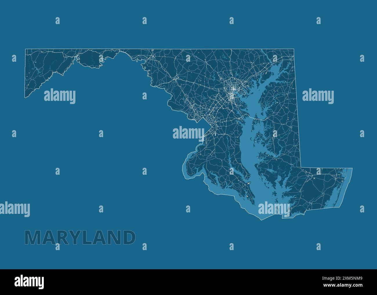 Maryland, United States artistic blueprint map poster Stock Vector ...