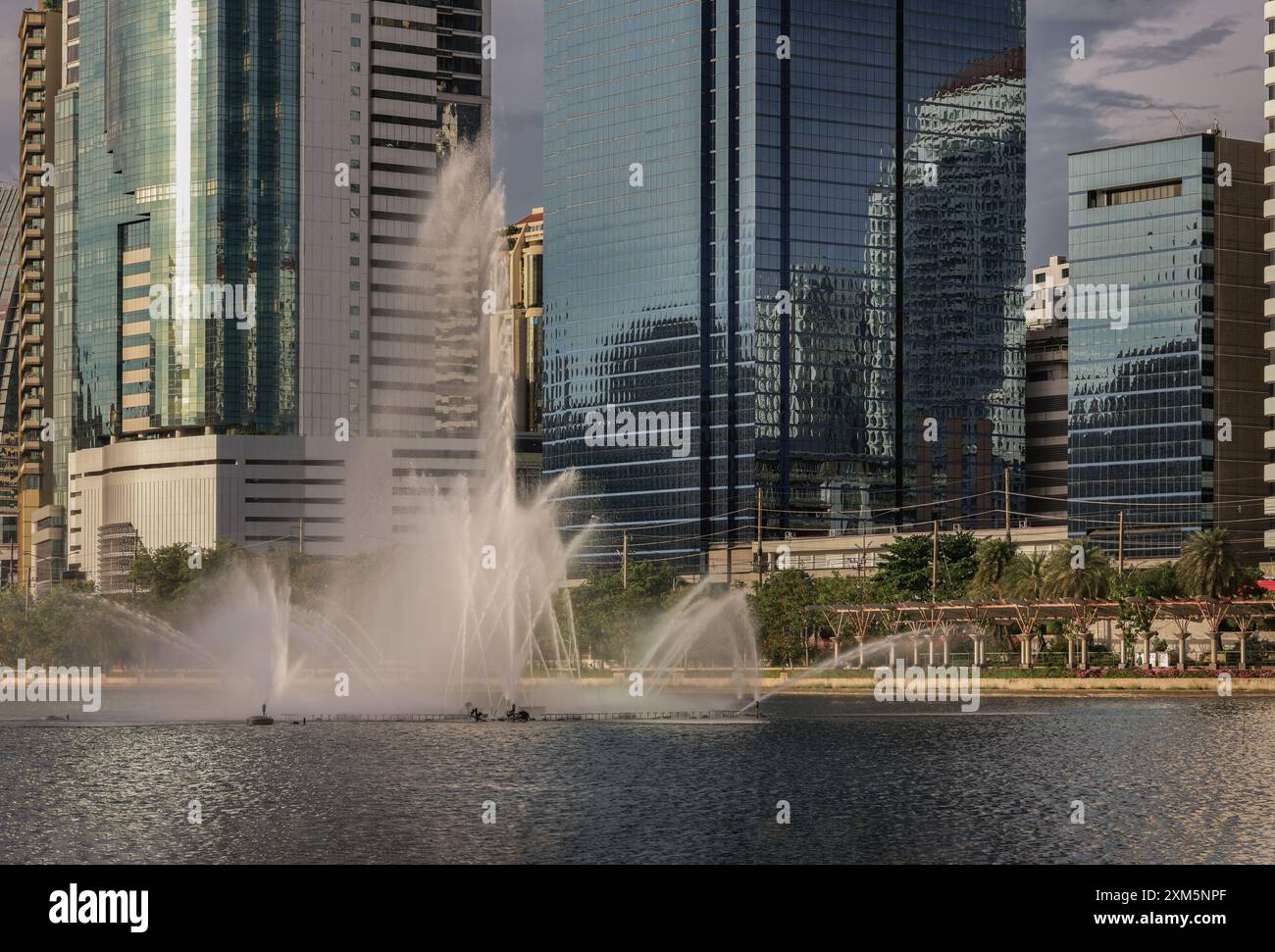 Bangkok, Thailand - 22 Jun, 2024 - Cityscape office buildings with ...