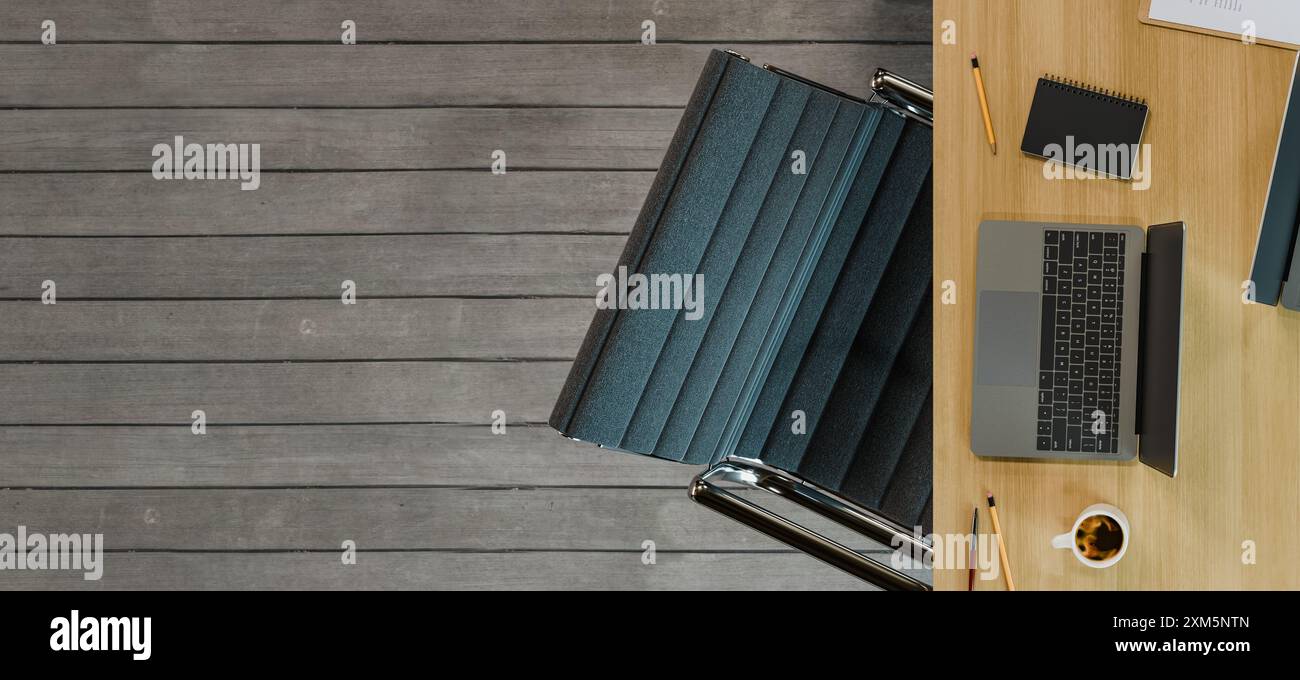 workspace office desk topview backgrounds. 3d rendering Stock Photo - Alamy