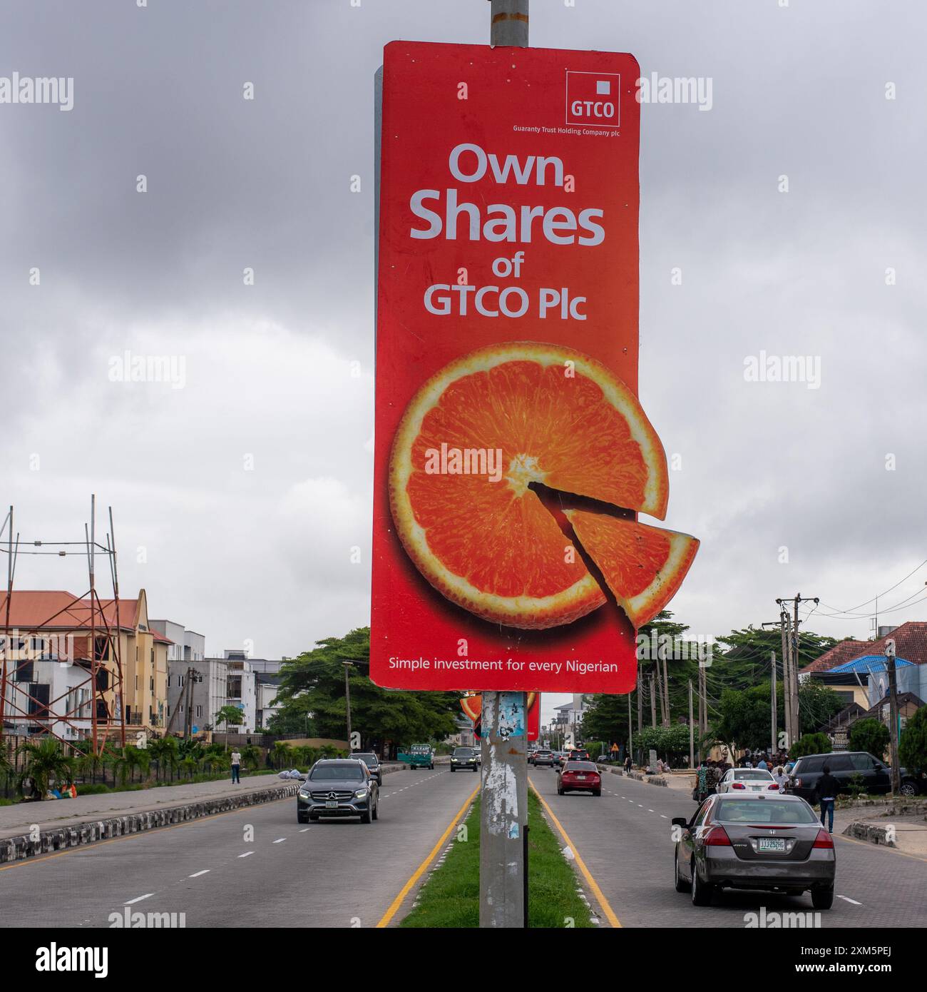 A street light pole advert for the sales of GTCO Plc shares in the ...