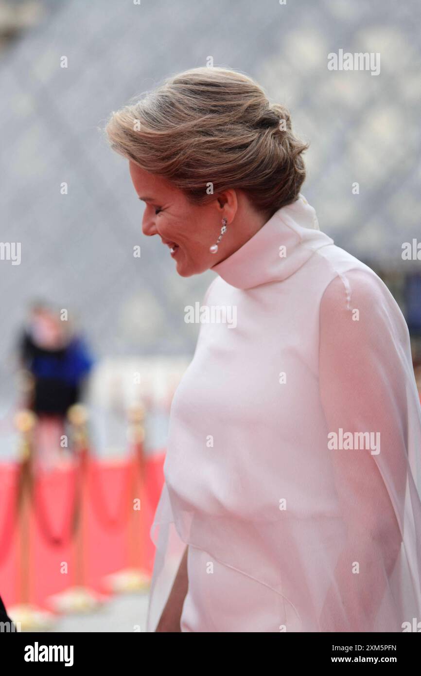 Paris, France. 25th July, 2024. Queen Mathilde of Belgium upon her ...