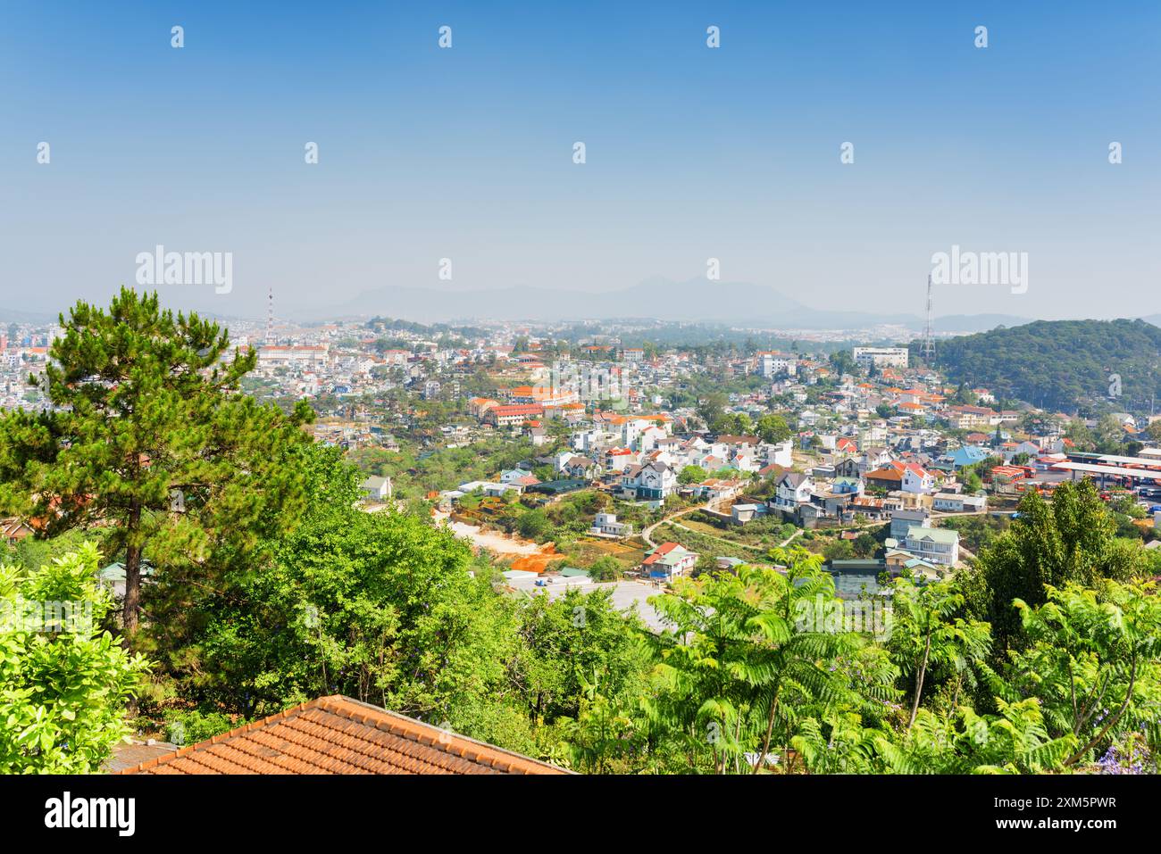 Roof tiles of house and a beautiful view of Da Lat city (Dalat Stock ...