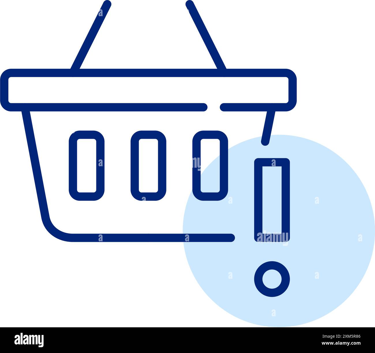 Shopping basket and exclamation mark. Important notice, urgent or ...