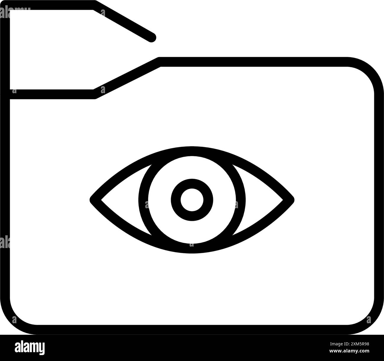 Folder and eye. File visibility, document examination. Pixel perfect ...