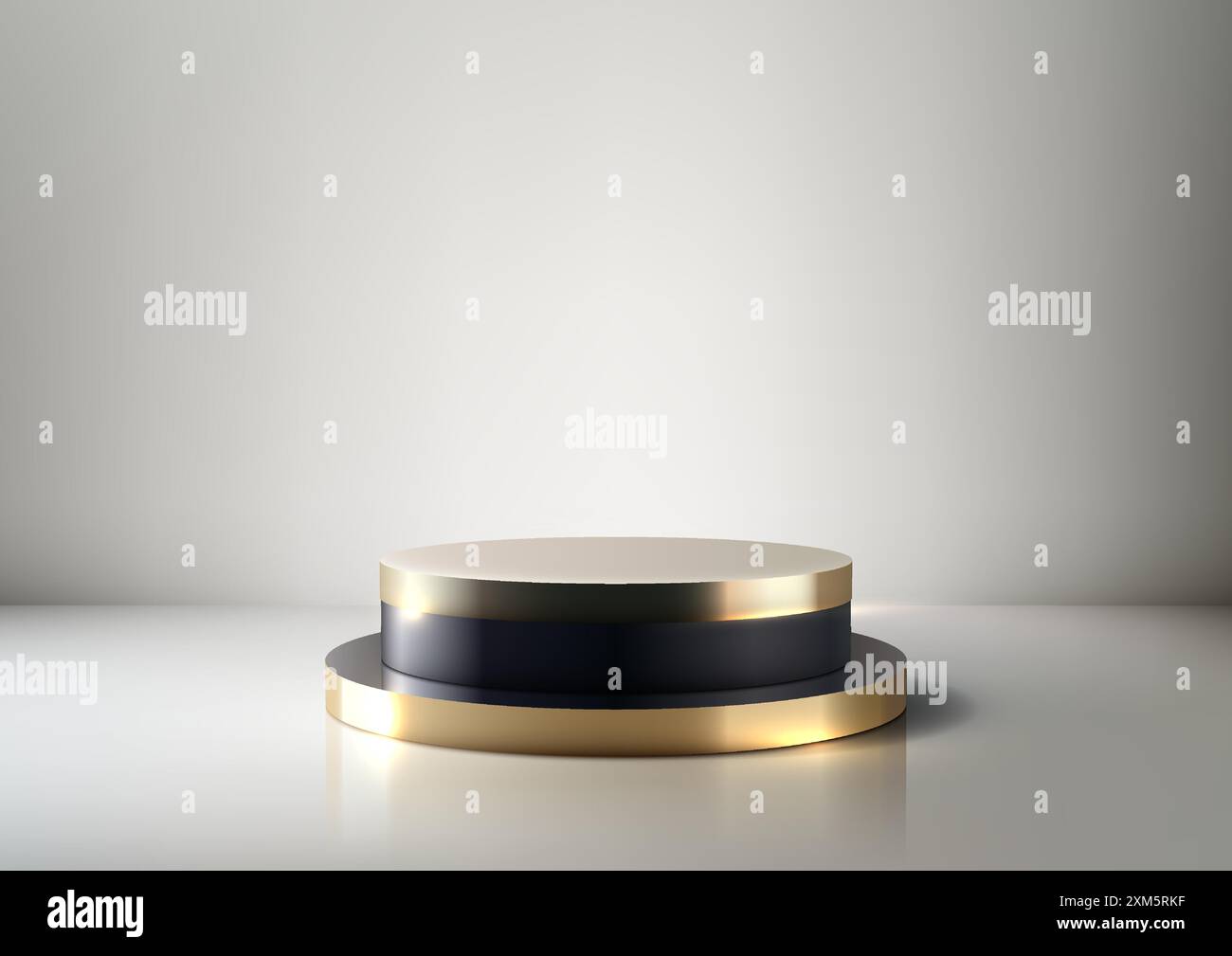Luxury 3D Podium with Black Base and Gold Top on White Background for ...